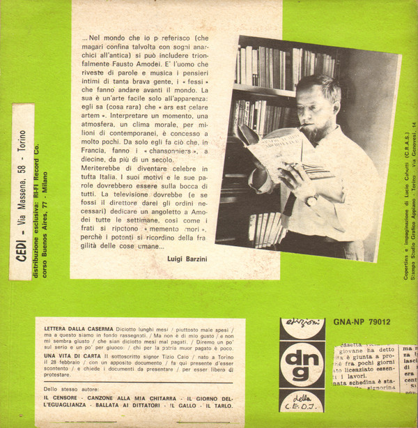 Fausto Amodei | Lettera Dalla Caserma / Una Vita Di Carta | Vinyl (7 ...